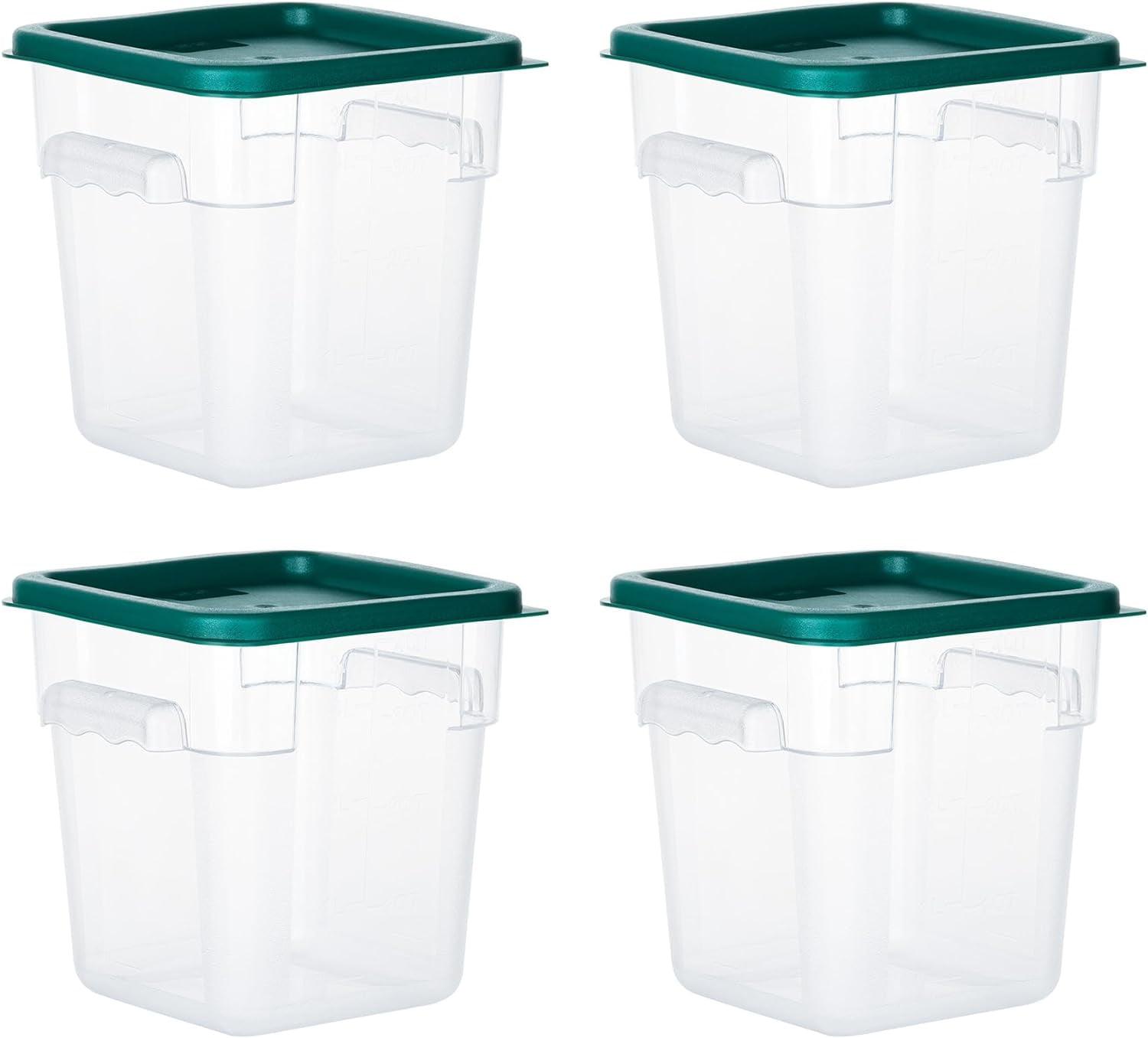 4 Pack Food Storage Containers, 4 Quart with Lids, Square Commercial ...