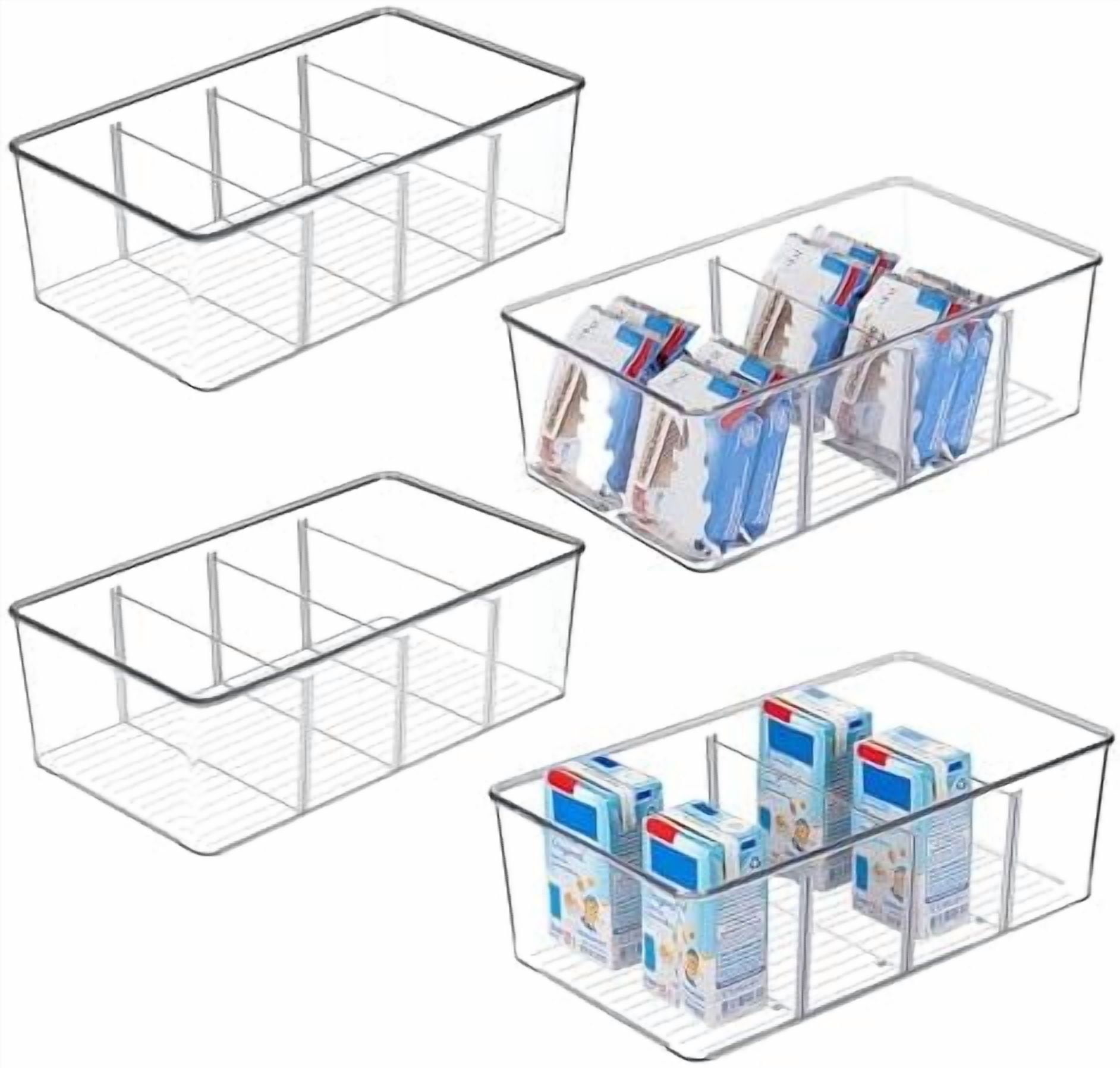 4 Pack Food Storage Organizer Bins, Clear Plastic Bins for Pantry ...