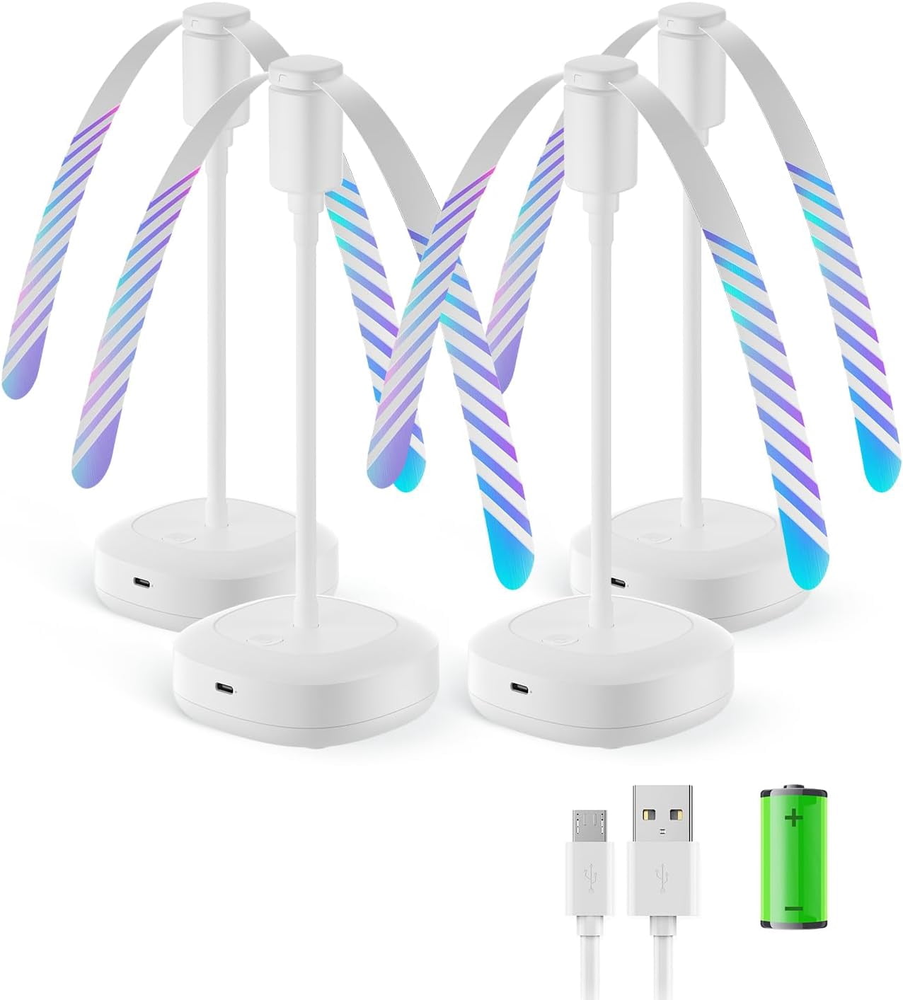 4 Pack Food Table Fan, 2000mAh USB Powered Rechargeable Food Fan ...