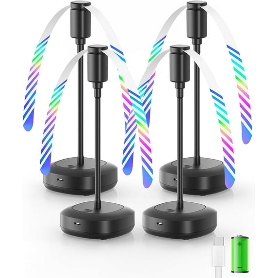 4 Pack Food Table Fan, 2000mAh USB Powered Rechargeable Food Fan ...