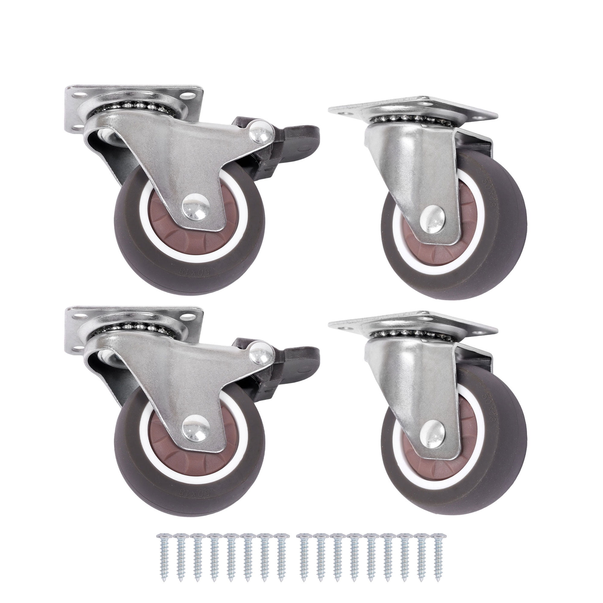 4 Pack For Furniture 2 Inch Swivel Caster Wheels 2 Locking & 2 Non ...