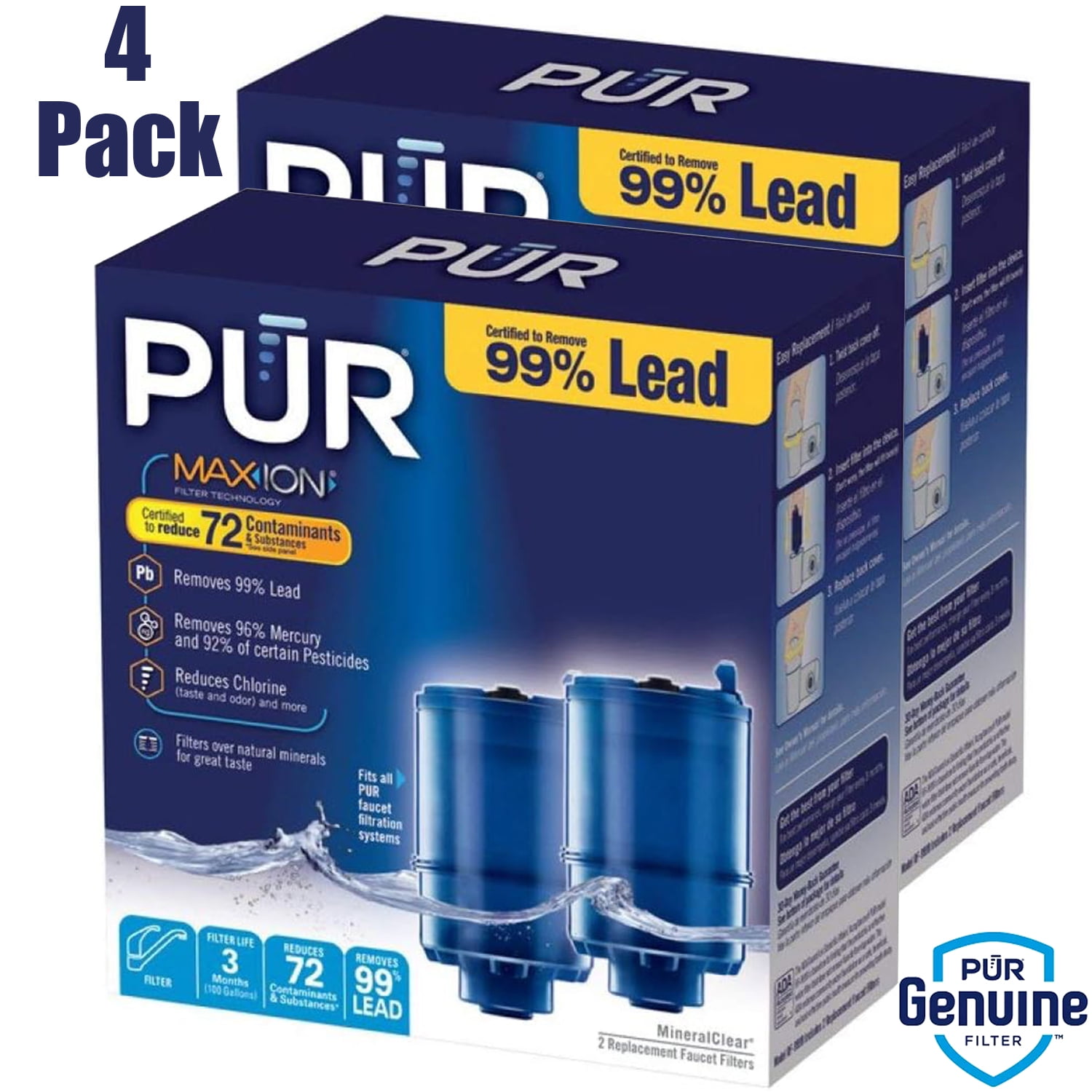 4 Pack For PUR² RF-9999 Faucet MountFilters - Walmart.com