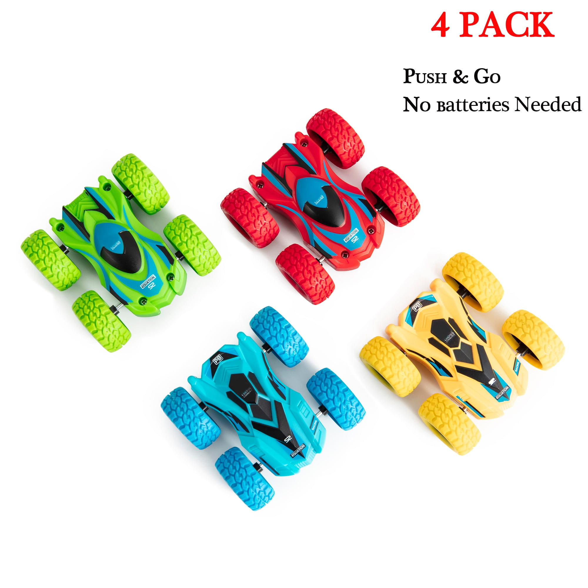 4 Pack Friction Powered Car Toys, Push and Go Toy Cars for Toddlers ...