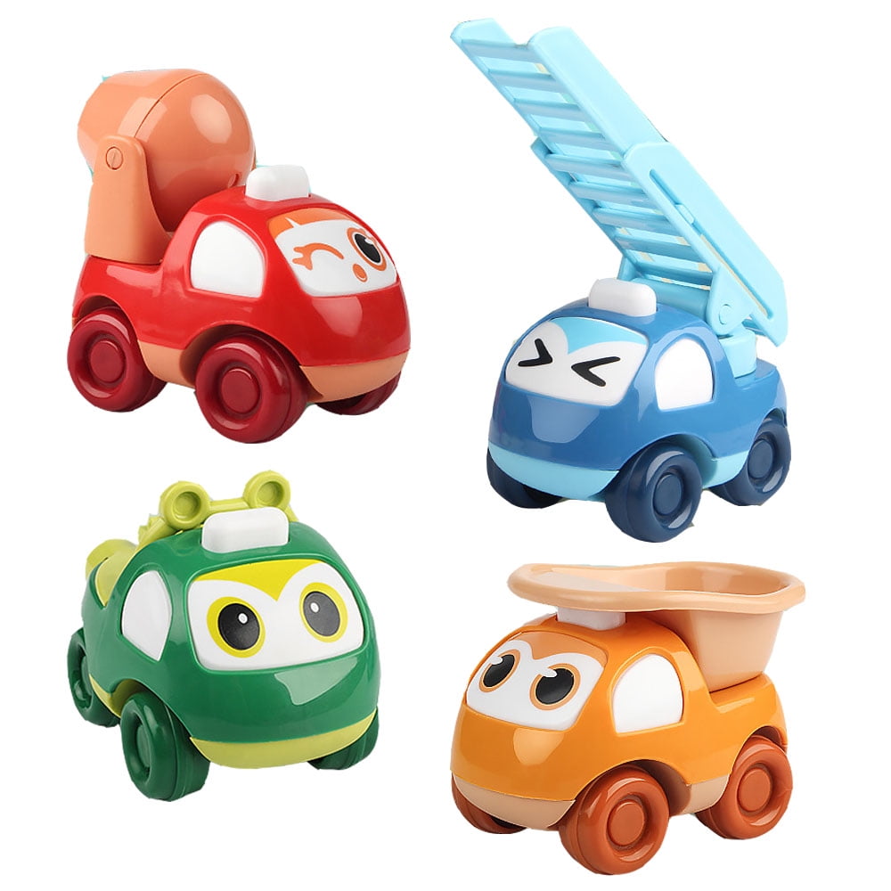 4 Pack Friction Powered Cars Toys for Toddler Boys Engineering ...