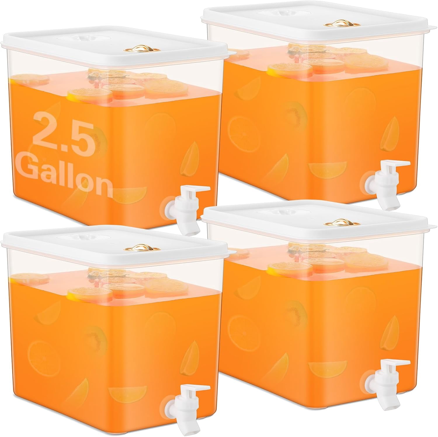 4 Pack Fridge Beverage Drink Dispenser with Spigot Leak-proof Lids ...