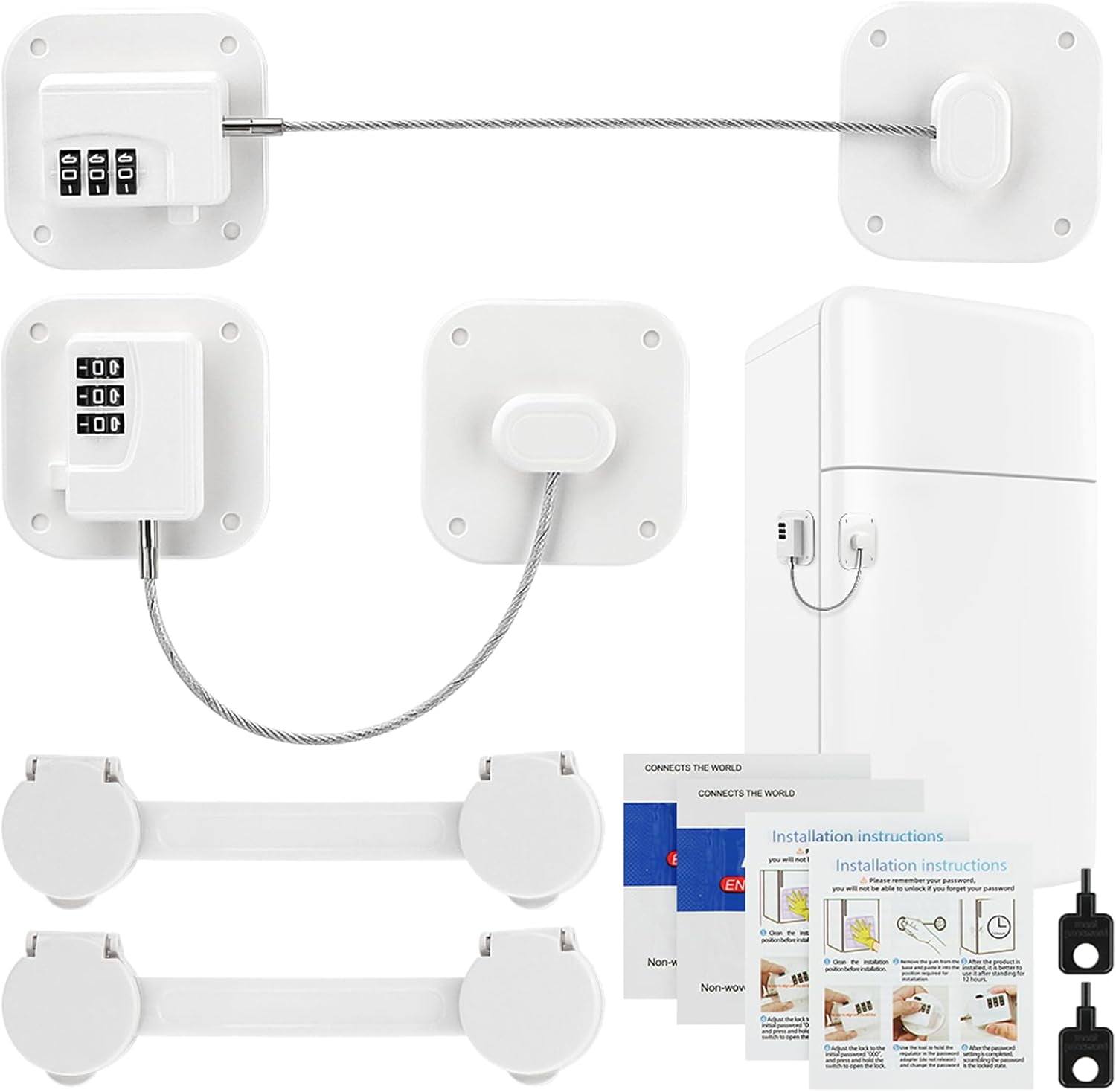 4 Pack Fridge Locks Combination, 2 Pack Magnetic Refrigerator Locks ...