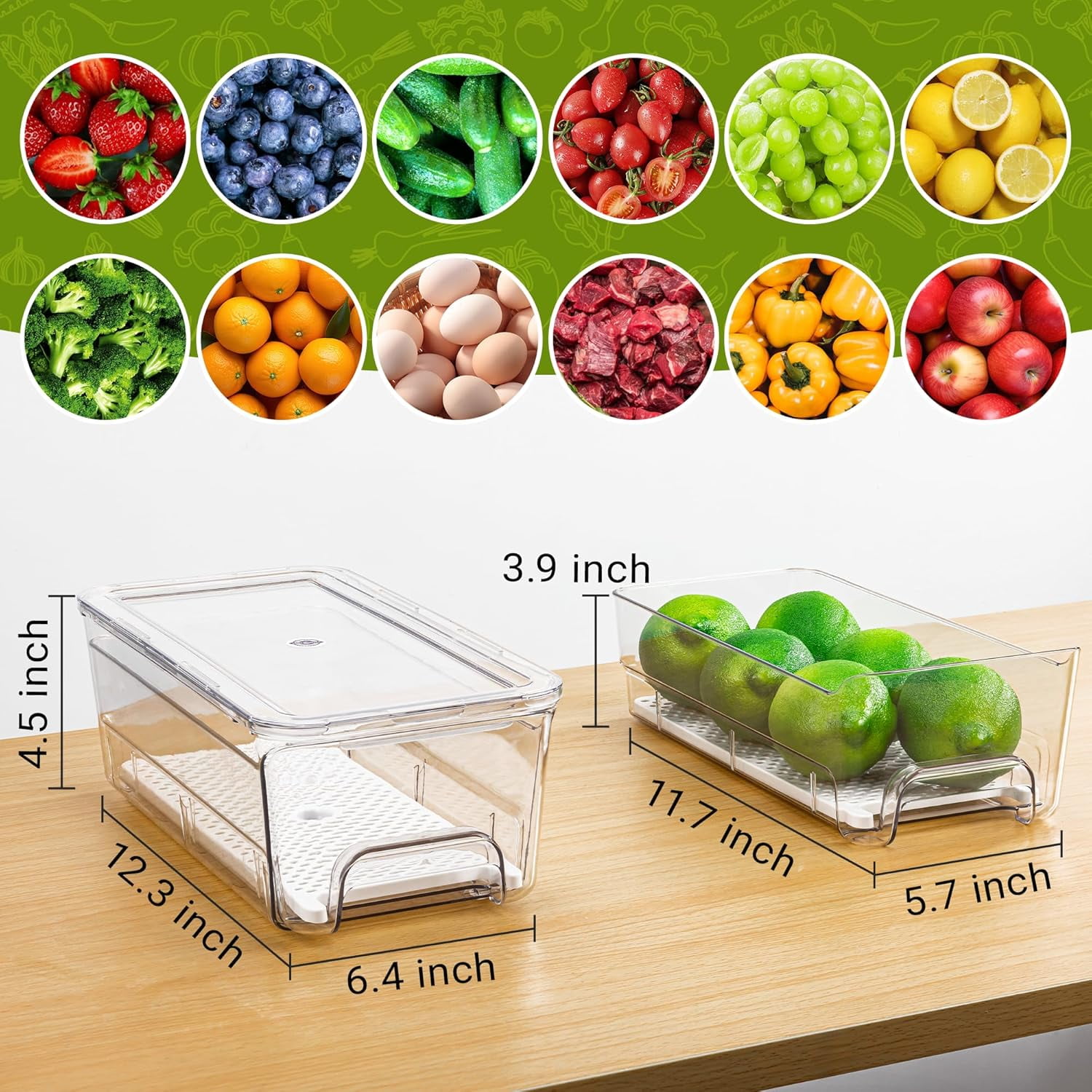 4 Pack Fridge Organizer Drawers Bins, Clear Stackable Pull Out ...