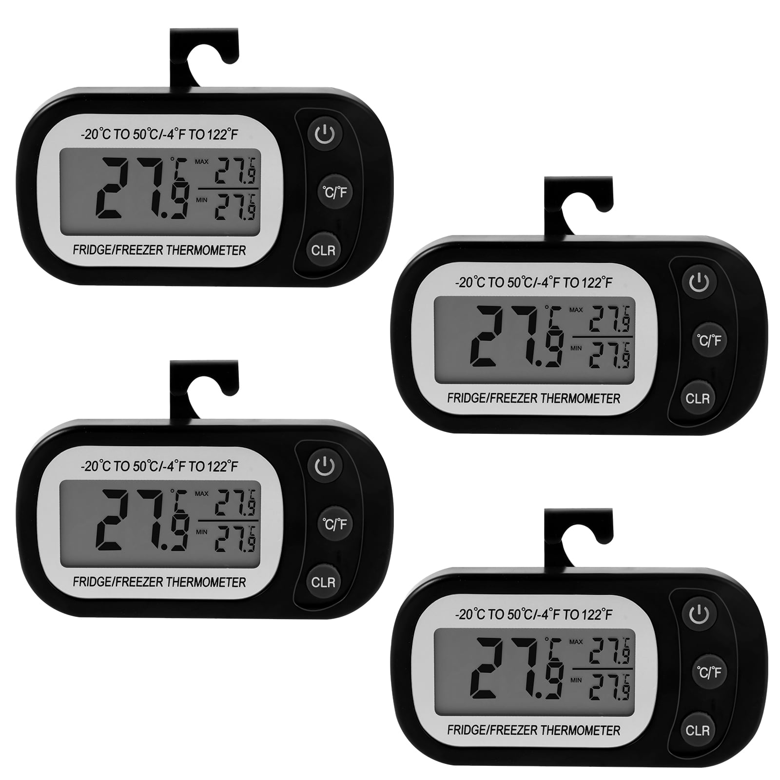 4 Pack Fridge Thermometer with Clear Display Screen Portable Digital ...