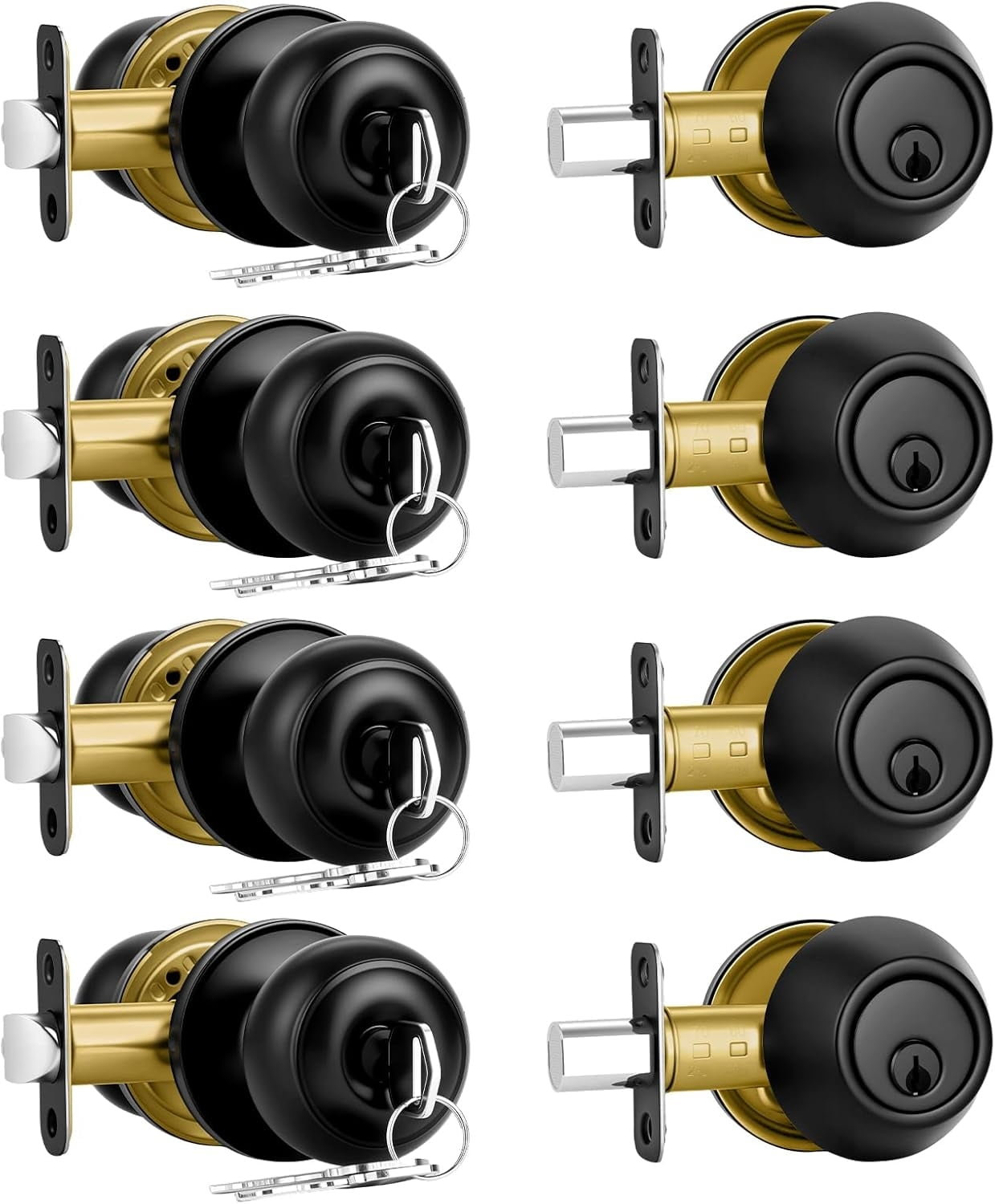 4 Pack Front Door Lock Set,Matte Black Exterior Door Lock Set with ...