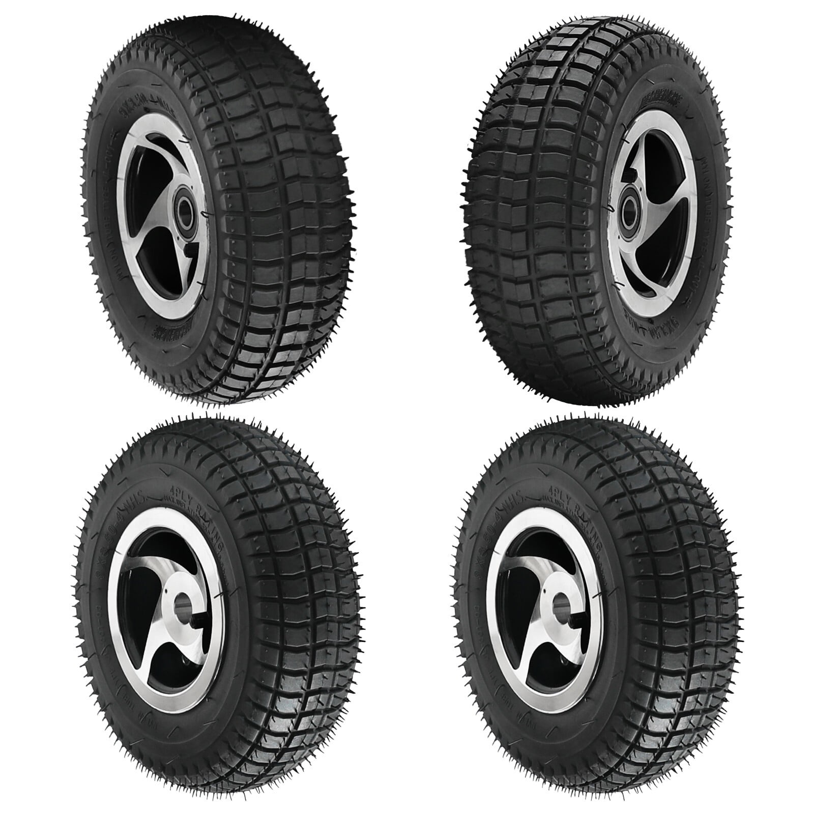 4-Pack Front Rear 9x3.50-4 Tire on Wheel for Mobility Scooter ...