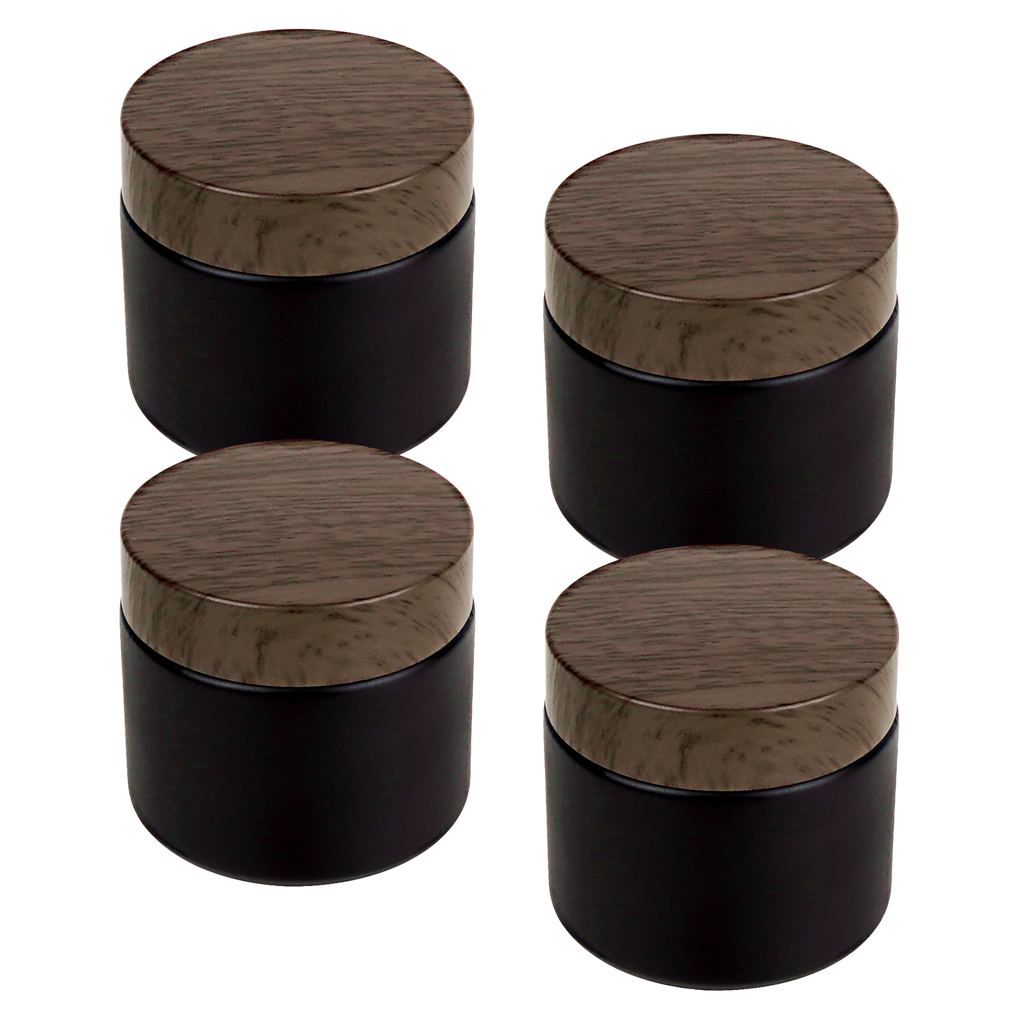 4 Pack Frosted Glass Cream Jars, 2oz (60g) Refillable Black Cosmetic ...