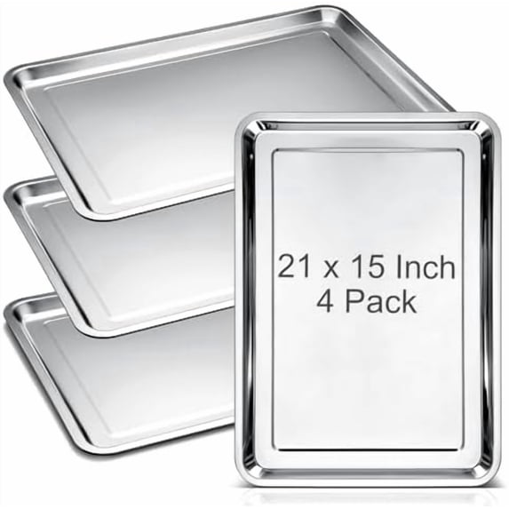 4 Pack Full Sheet Pan 21 x 15 Inch Baking Cookie Sheet Extra Large ...