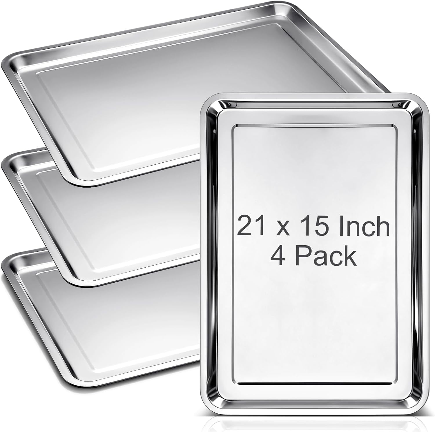 4 Pack Full Sheet Pan 21 x 15 Inch Baking Cookie Sheet Extra Large ...