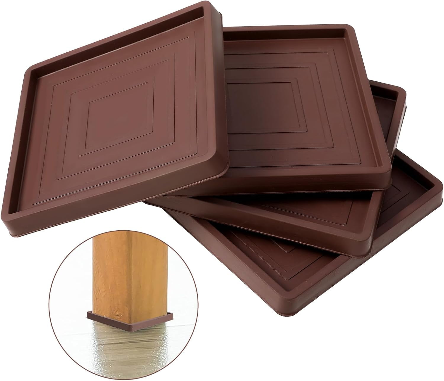 4 Pack Furniture Coasters, 3.5inch Square Furniture Pads for Hardwood ...