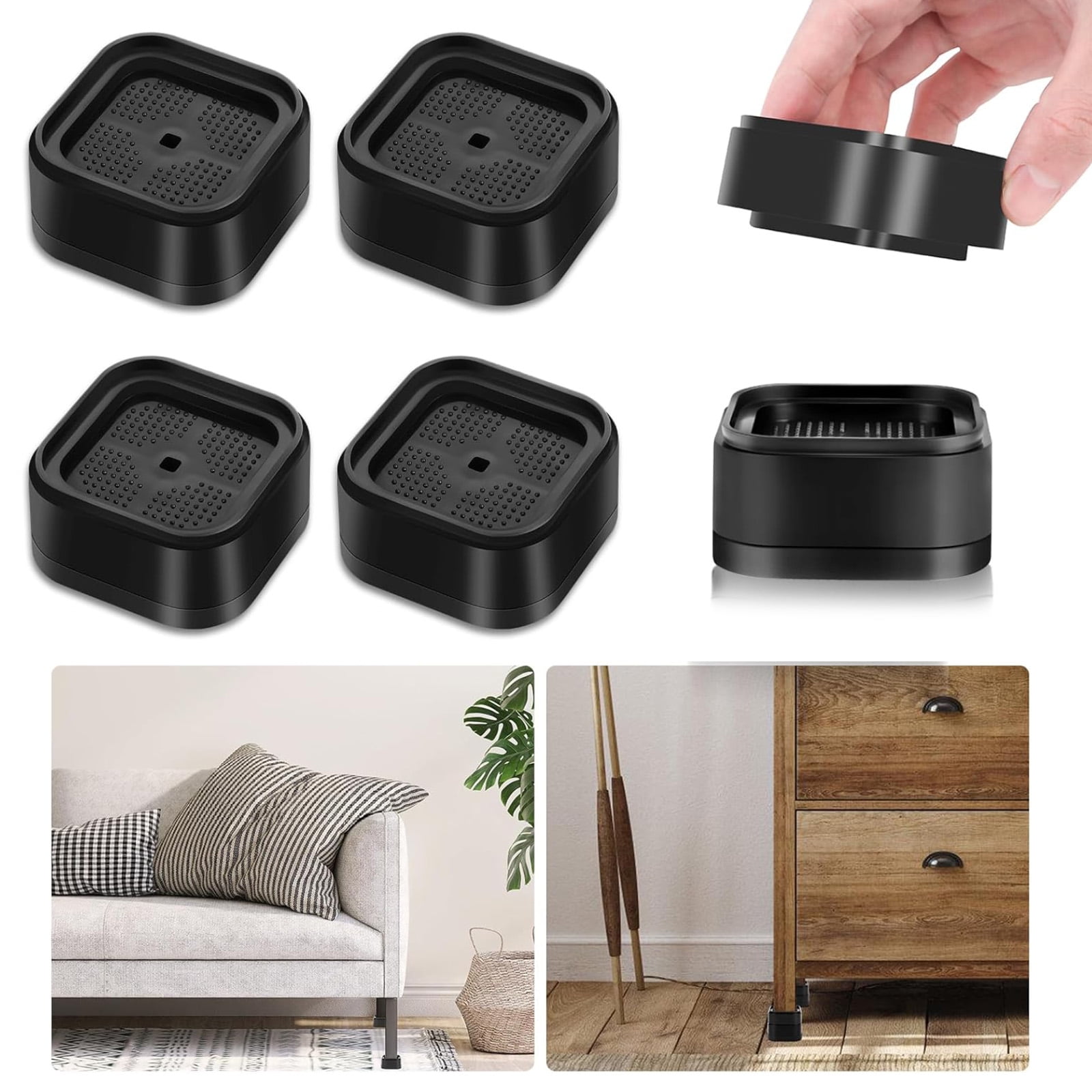4 Pack Furniture Risers 1 Inch, Adjustable Bed Risers Heavy Duty for ...