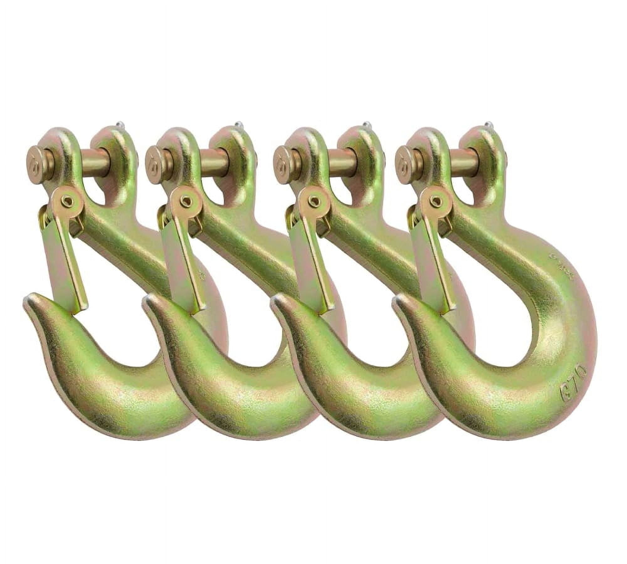 (4 Pack) G70 3/8" Clevis Slip Hook with Latch - 6,600 LBS WLL Heavy ...