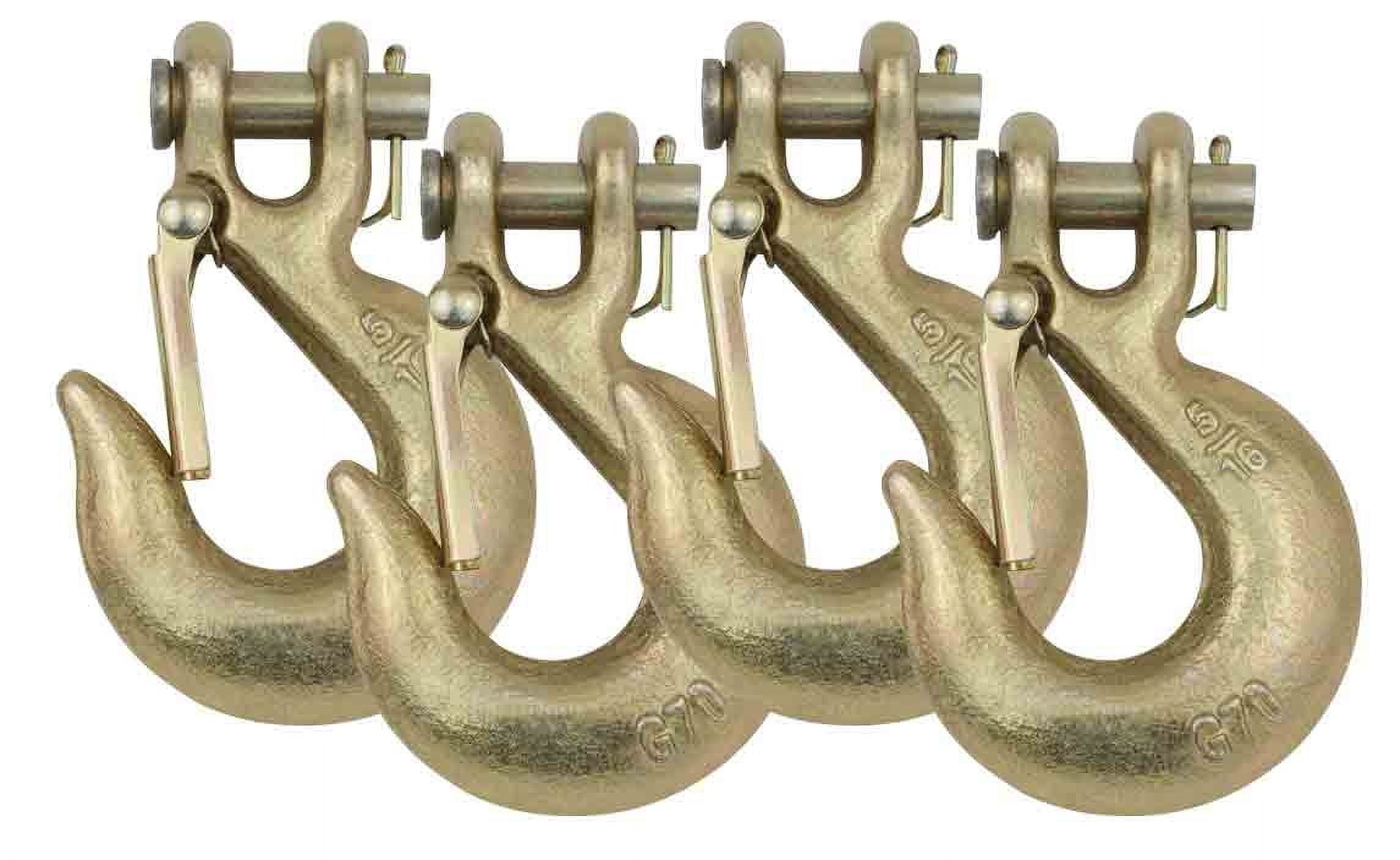 (4 Pack) G70 5/16" Clevis Slip Hook with Latch - 4,700 LBS WLL Heavy ...