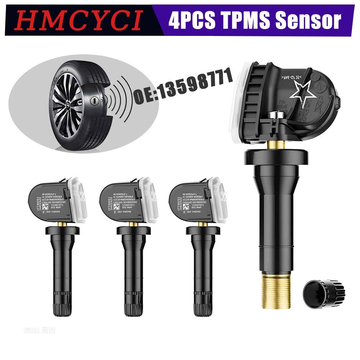 4-Pack GM TPMS Sensors 315MHz, Pre-Programmed Tire Pressure Monitoring ...