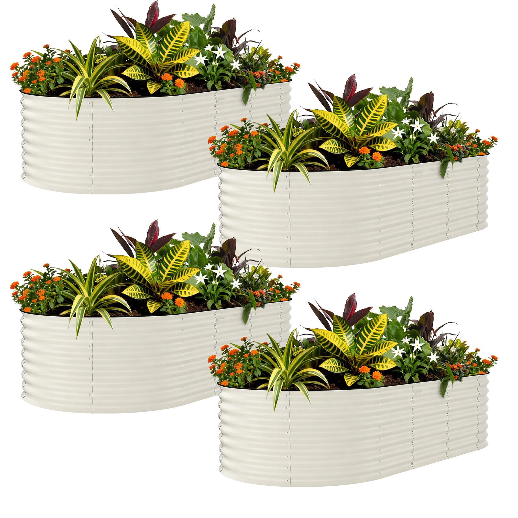 4 Pack Galvanized Raised Garden Bed, 8x4x2 ft Metal Planter Box for ...