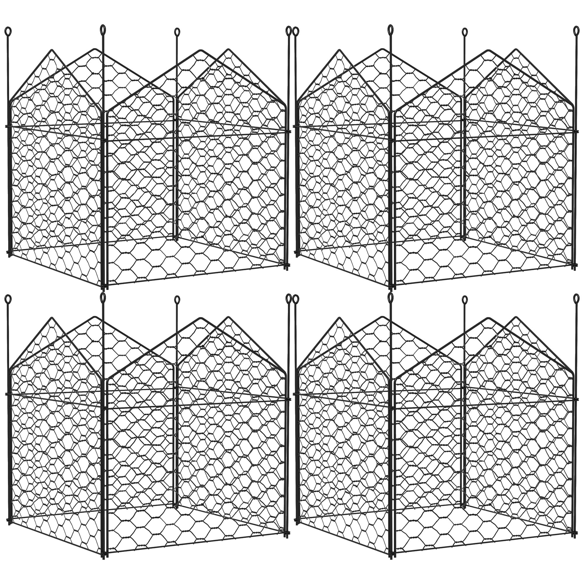 4 Pack Garden Cloches for Plants, 12" x 14" Metal Crop Cage Set, Plant ...
