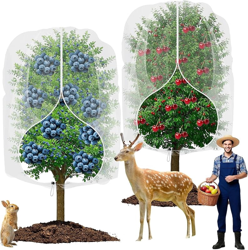 4 Pack Garden Netting for Blueberry Bushes 4ftx5ft with Drawstring ...