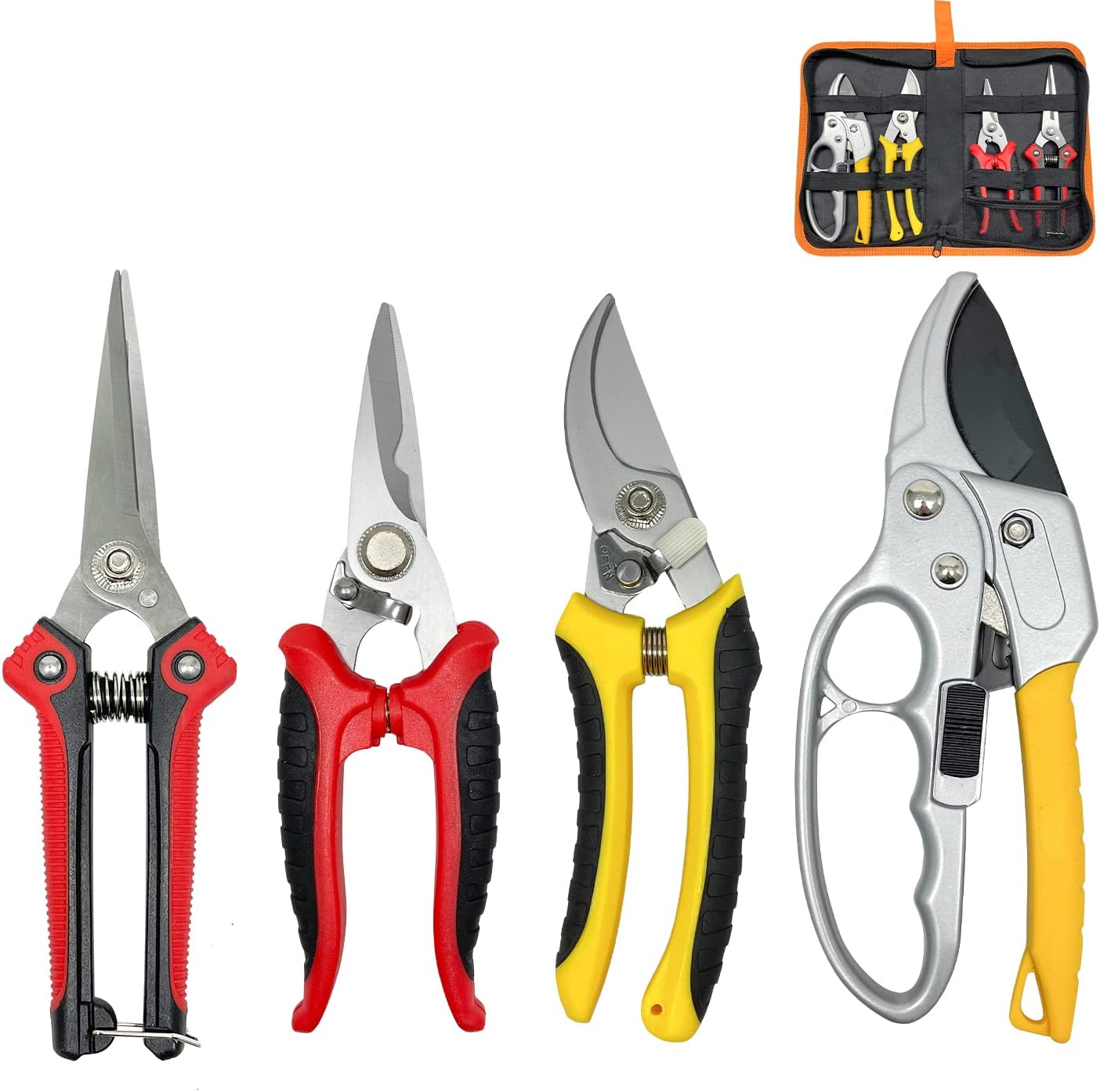 4 Pack Garden Pruning Set Shears Hand Pruners Bypass Pruning Shears ...