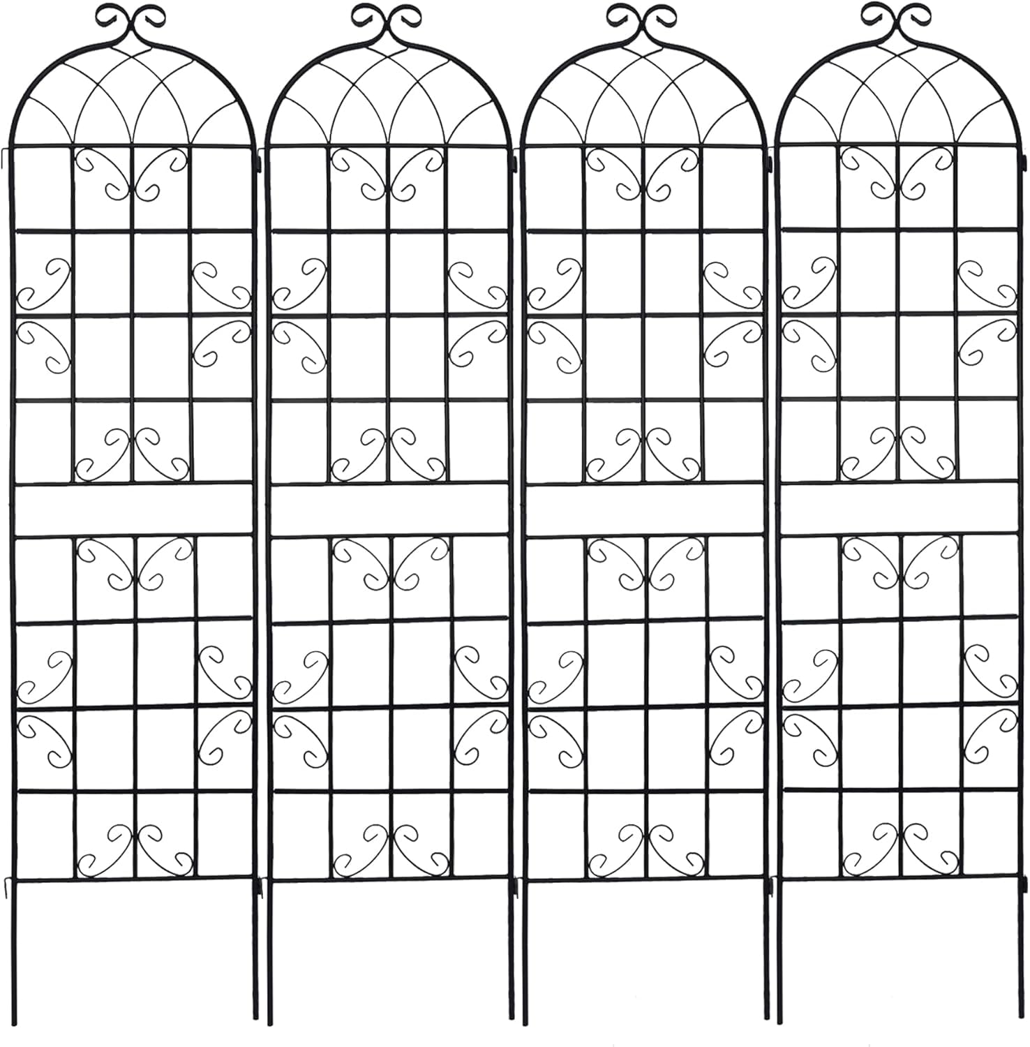 4 Pack Garden Trellises, 86.6"x80" Metal Plant Trellis Black Iron Plant ...