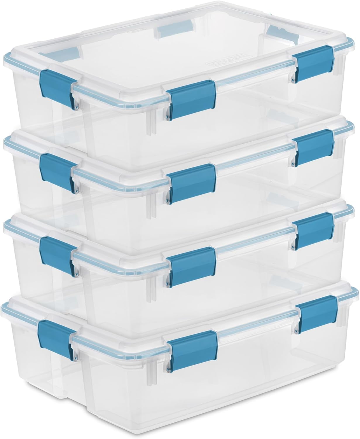 4-Pack Gasket Box, Weather-Resistant Storage Bins with Latching Lids ...