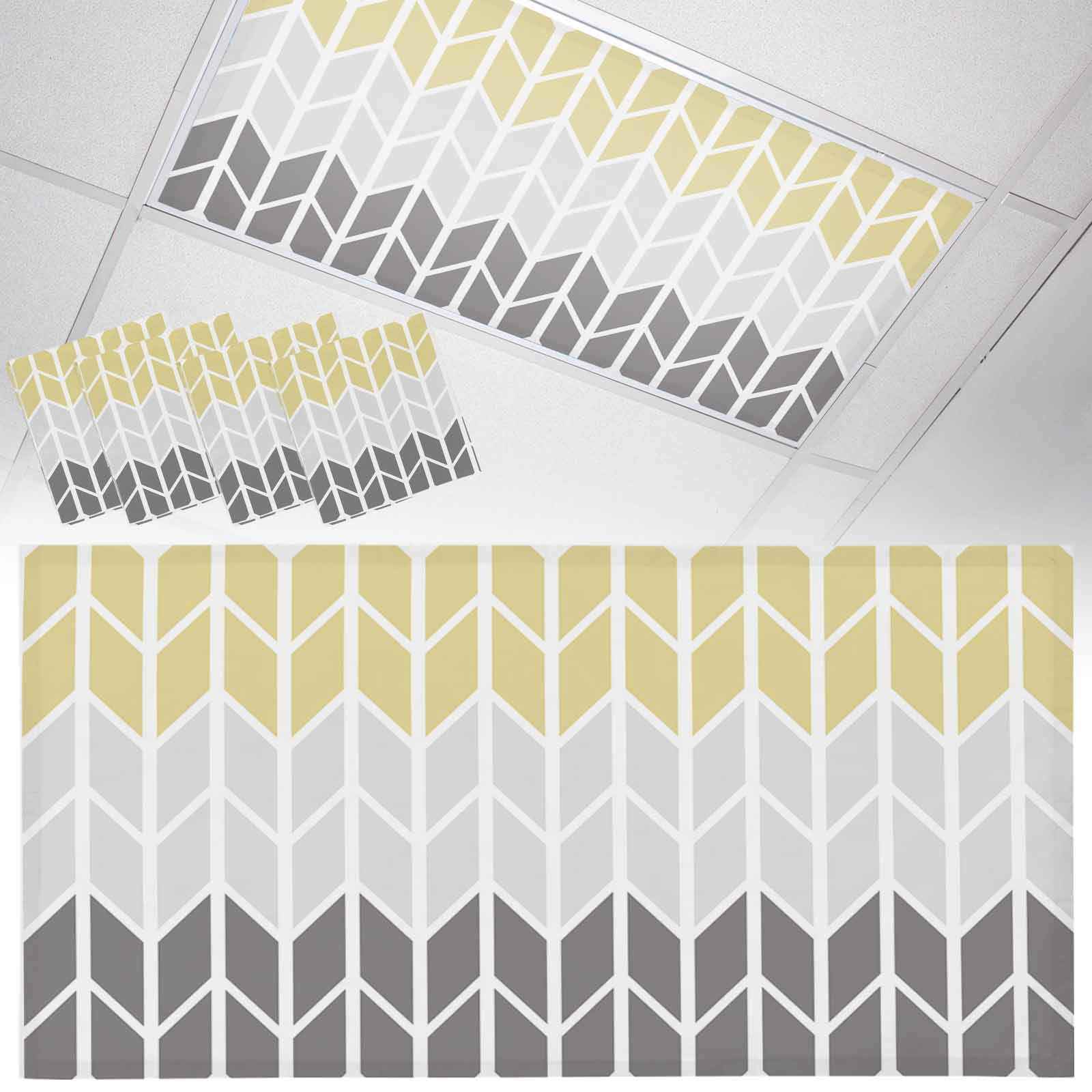 4 Pack Geometric Yellow Fluorescent Light Covers for Ceiling Lights ...