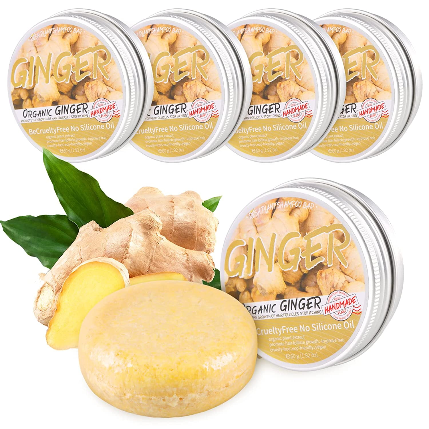 4 Pack Ginger Hair Regrowth Shampoo Bar Anti Hair Loss Ginger Shampoo