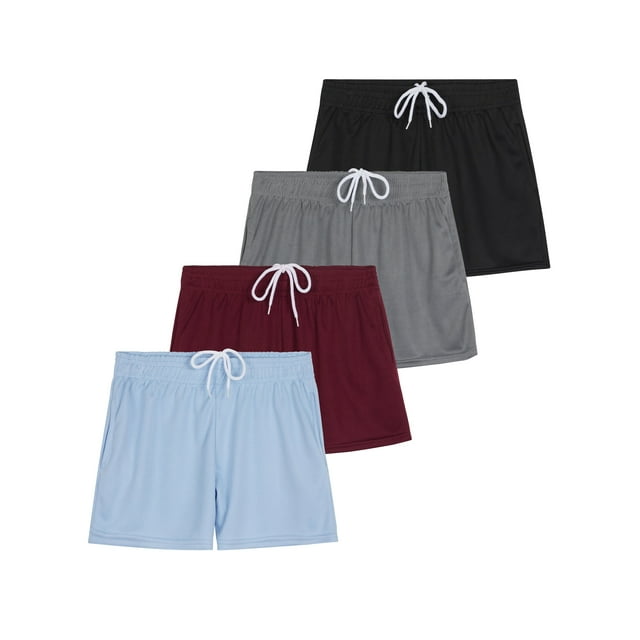 4-Pack: Girl's Mesh Active Athletic Performance Sport Shorts for Girls ...