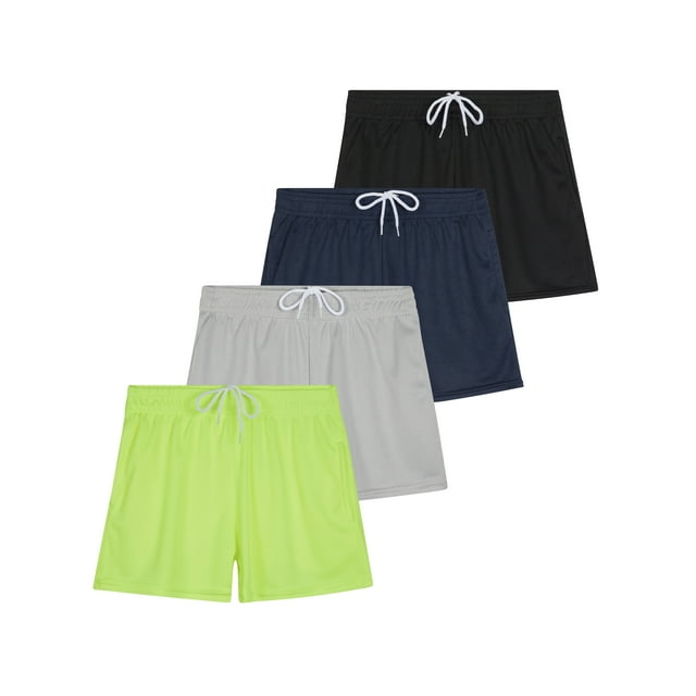 4-Pack: Girl's Mesh Active Athletic Performance Sport Shorts for Girls ...