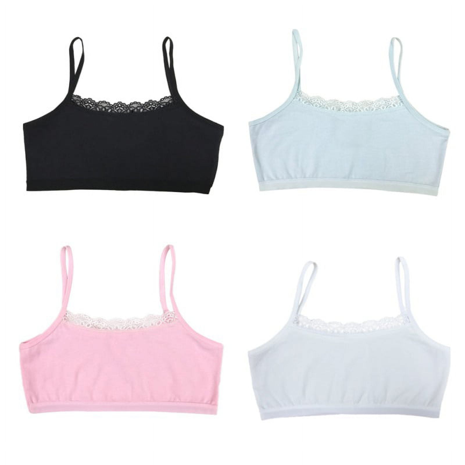 4 Pack Girls Bra Lace Cotton Bra Cami Training Bras Strap Sports Bra ...