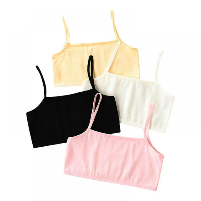4 Pack Girls Cotton Cami Crop Traning Bras Beginner Bras for Girls ...