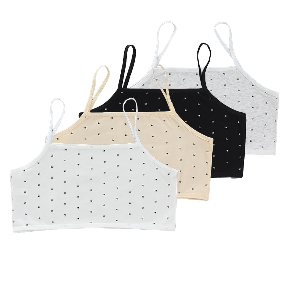 4 Pack Girls Padded Training Bras Cotton Bras Breathable Straps Little ...