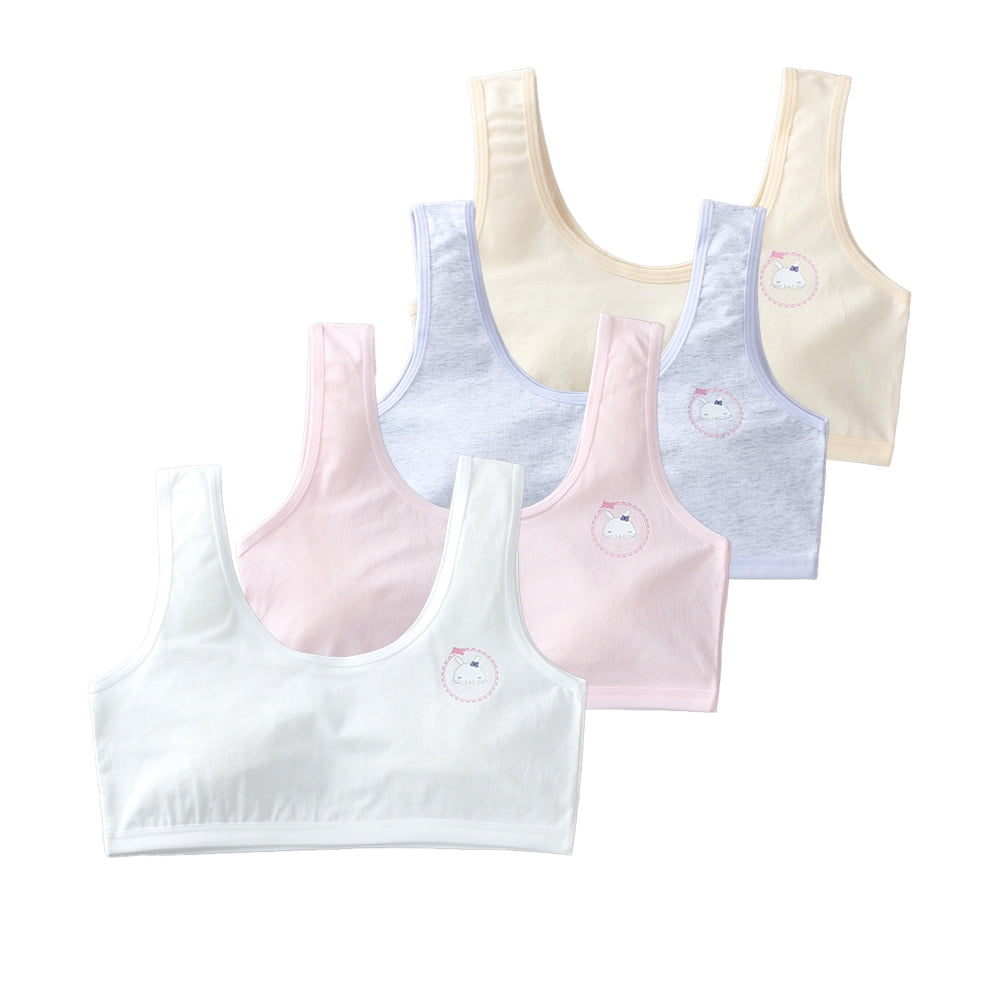 4 Pack Girls Padded Training Bras Flex Fit Seamless Wireless Light ...