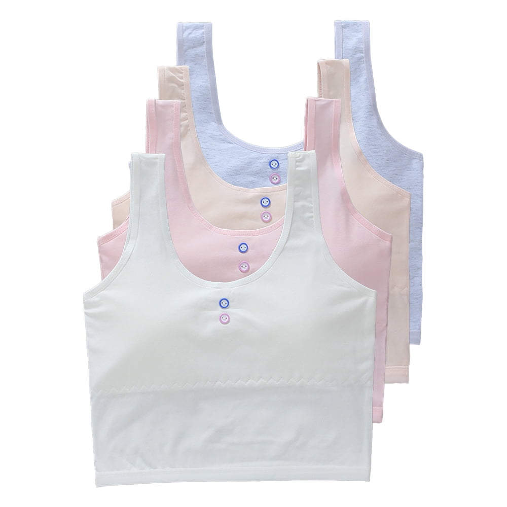 4 Pack Girls Padded Training Bras Girls Thin Cotton Cami Bralettes ...