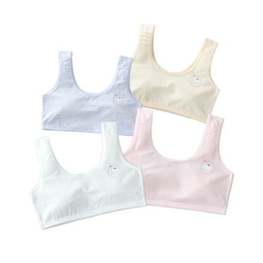 4 Pack Girls Padded Training Bras Cotton Bras Wireless Light Sports Bra ...