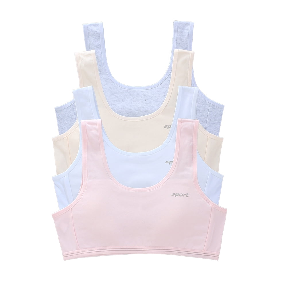 4 Pack Girls Padded Training Bras Girls Thin Cotton Wireless Light ...