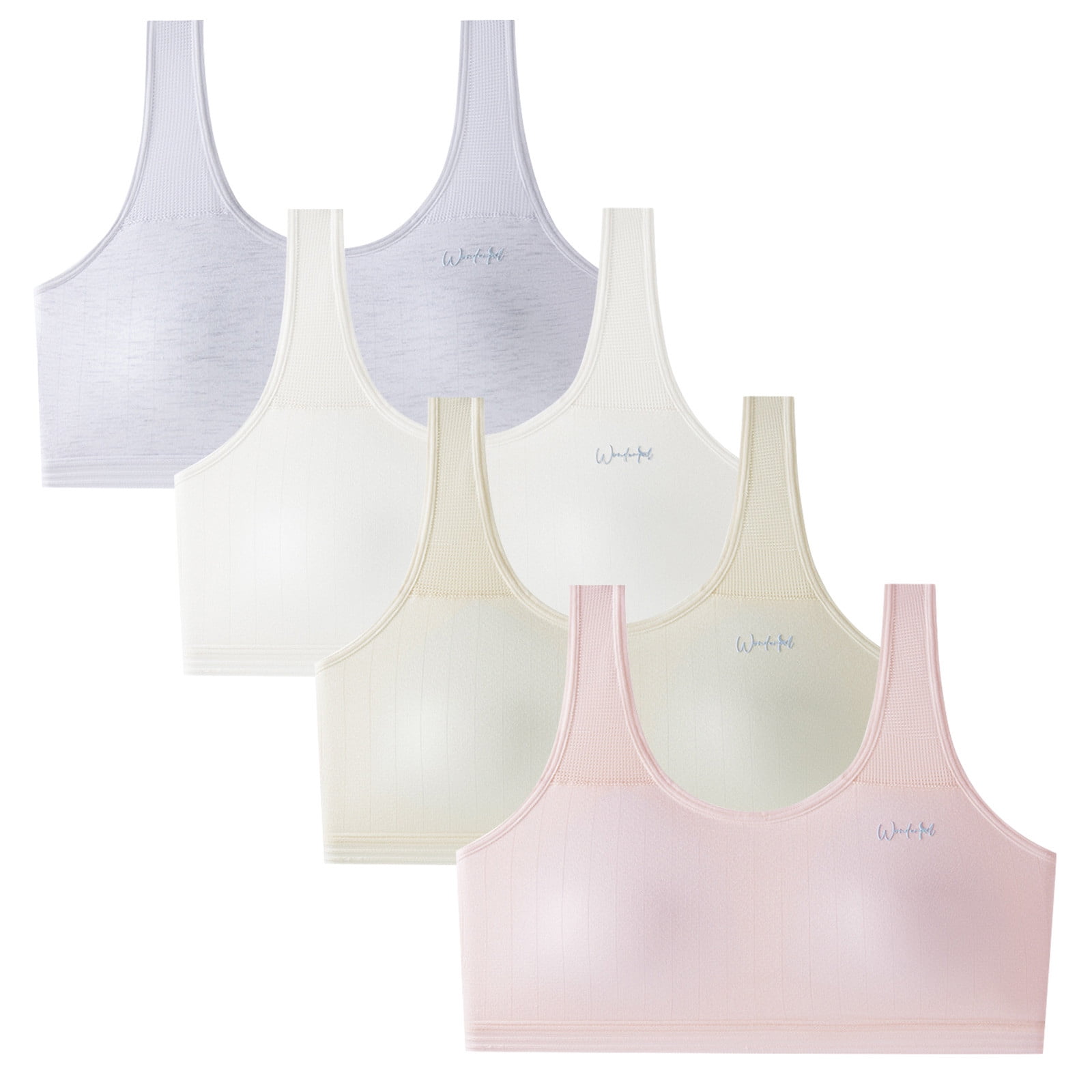 4 Pack Girls Soft Training Bras Breathable Mesh Comfortable First Bra ...