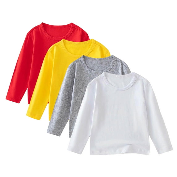 4 Pack Girls' Tops, Tees & Shirts Fashion Long Sleeve Crewneck Casual ...