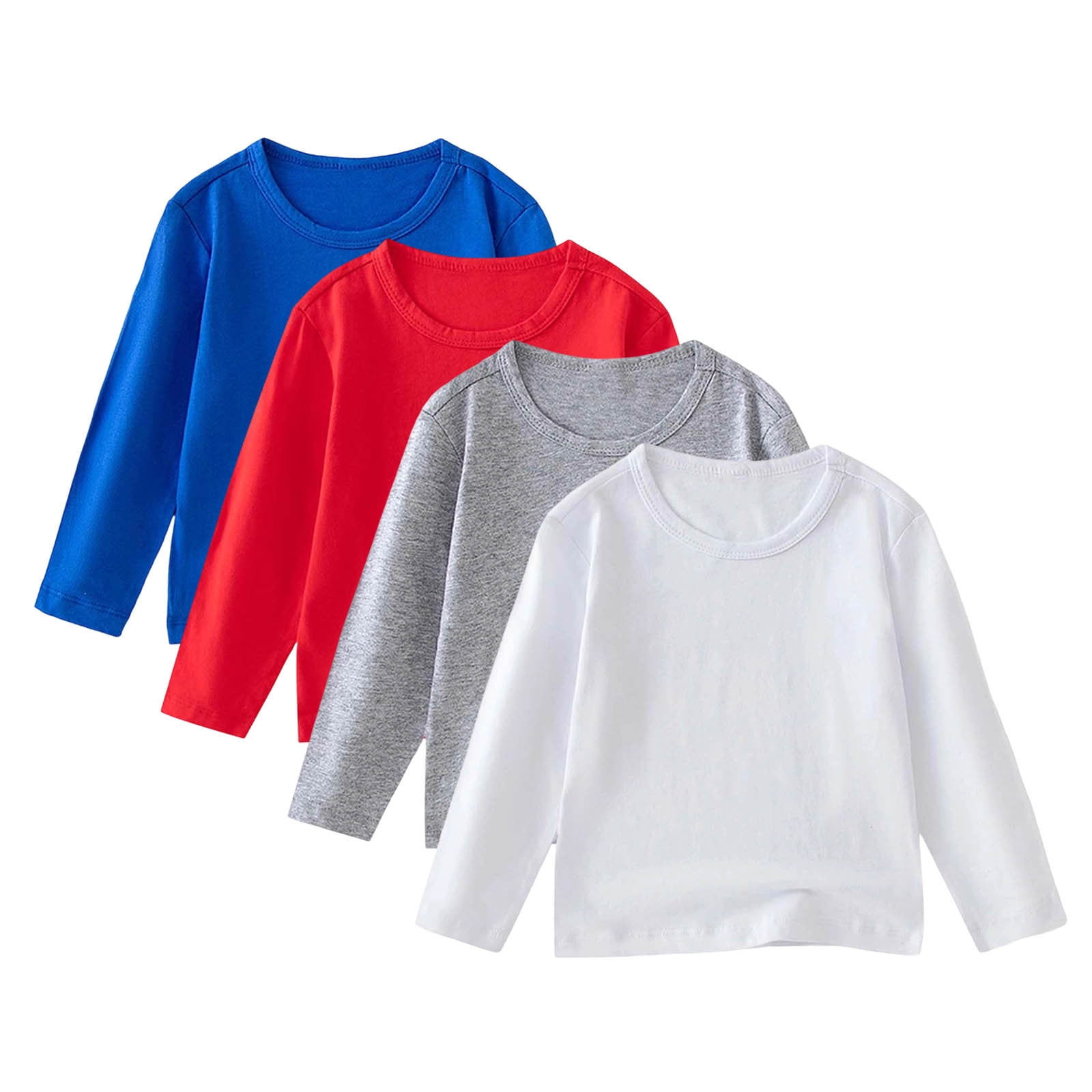 4 Pack Girls Tshirts Fashion Long Sleeve Crewneck Casual Pullover Tops ...