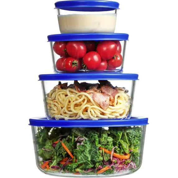 4 Pack Glass Bowls with Lids (1, 2, 4, 7 Cup), Food Storage Containers ...