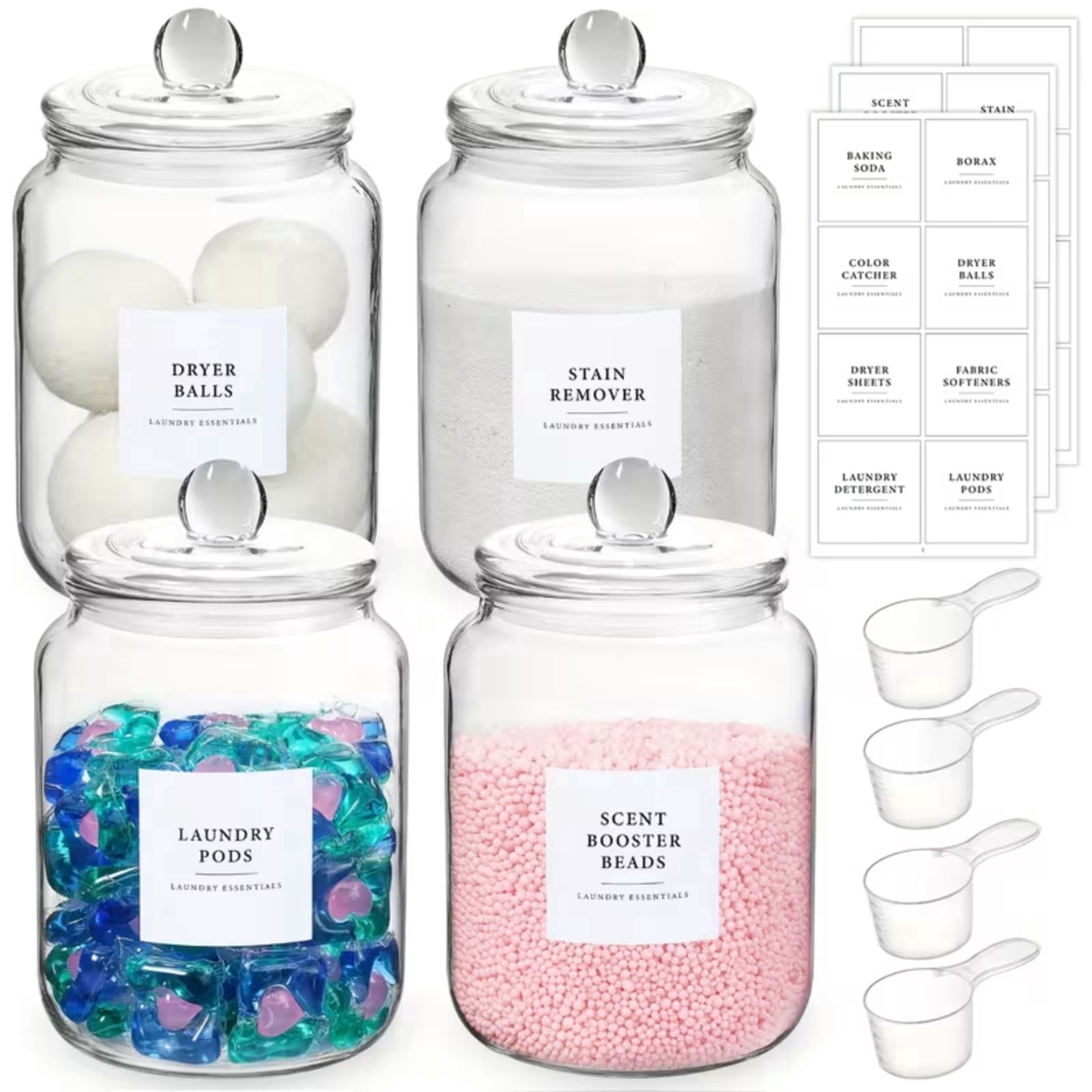 4 Pack Glass Jars with Airtight Lids and Labels, Half Gallon Airtight ...