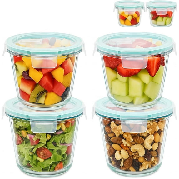 4 Pack Glass Soup Containers with Lids,3 Cup Round Glass Meal Prep ...