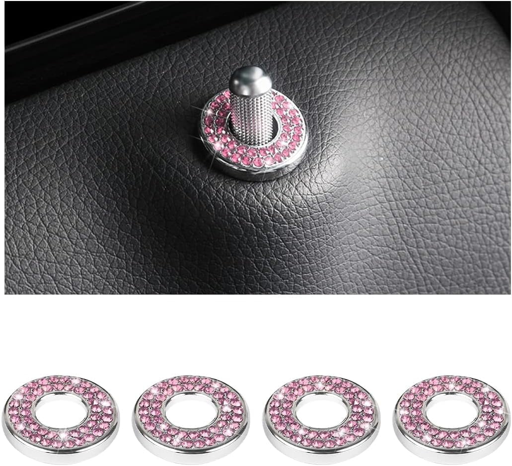 4 Pack Glitter Interior Door Lock Cover Stickers, Rhinestone Tie Rod ...