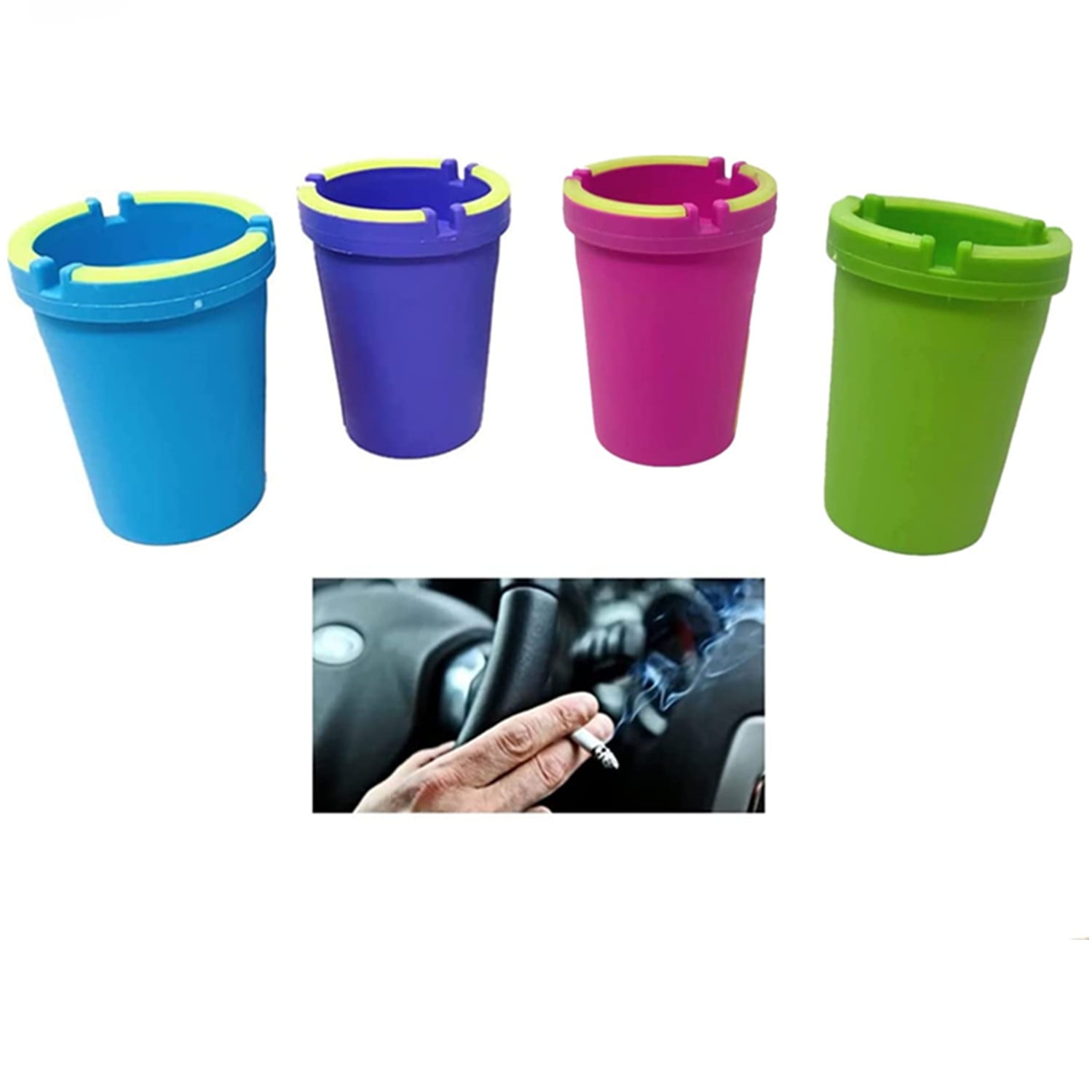 4 Pack Glow in the Dark Butt Bucket Ashtray for Cigarette, Self ...