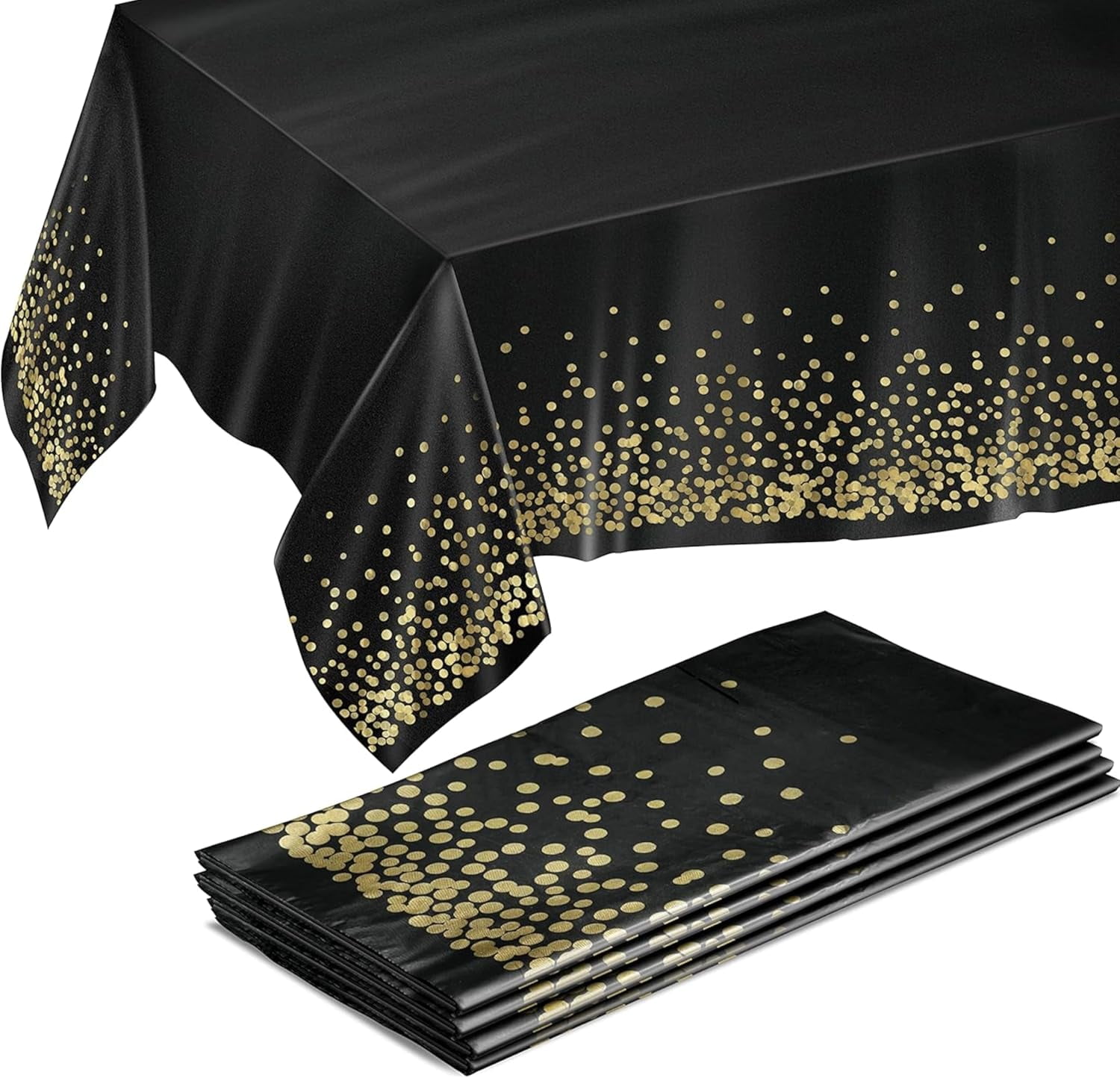 4 Pack Gold and Black Table Cloth Rectangle Table Covers 54 x 108 ...