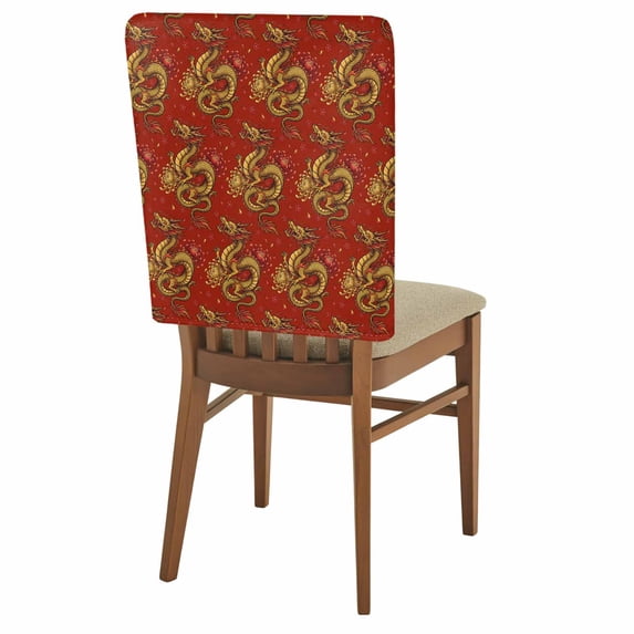 4 Pack Gold Chinese Dragon Chair Back Covers Retro Flower Abstract Red ...