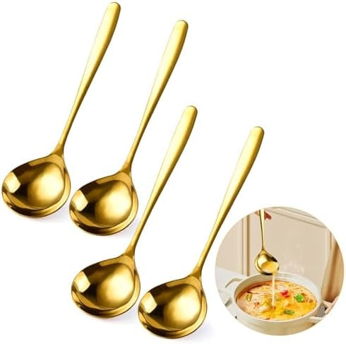 4 Pack Gold Gravy Ladles, SUS 304 Stainless Steel Sauce ladles, 8-Inch ...